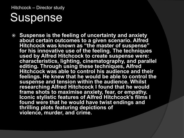 Hitchcock – director study | PPT