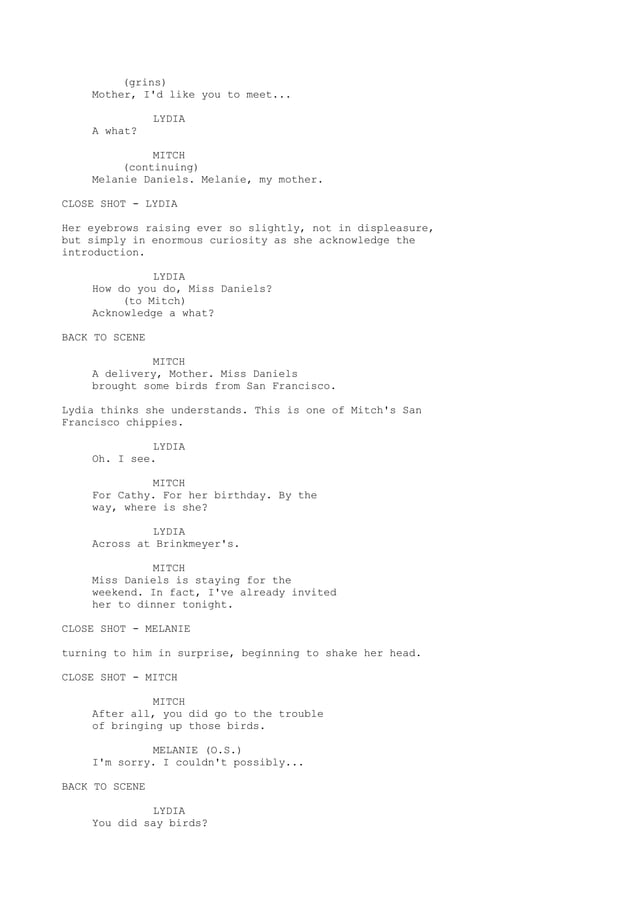 Hitchcock's the birds(script) | PDF