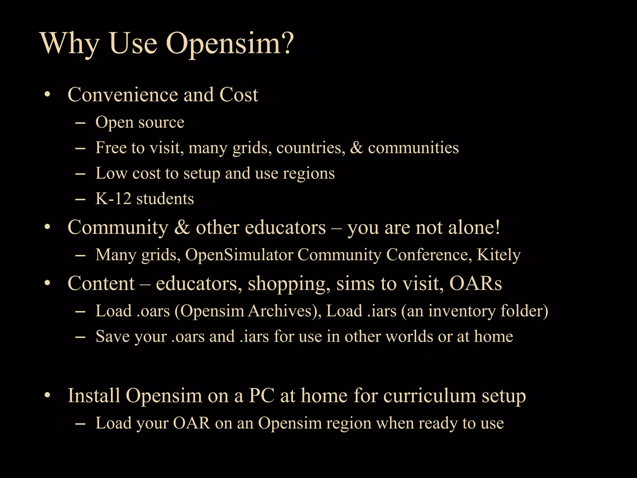 Hitchhikers guide to OpenSim calongne | PPTX