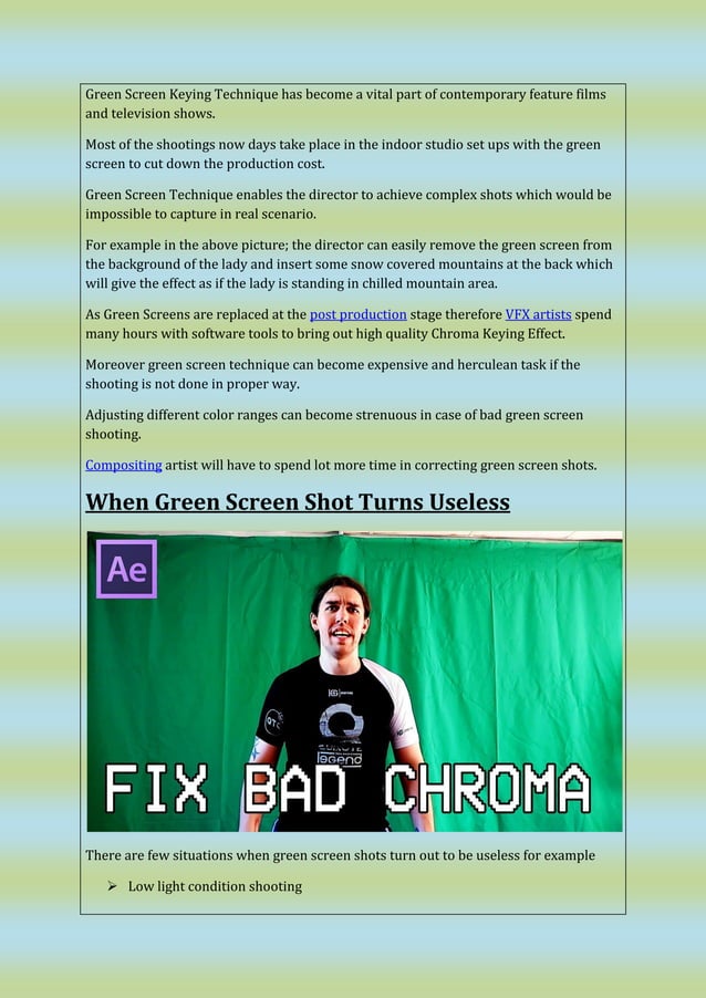 Hi-Tech Green Screen Technique From Disney | PDF