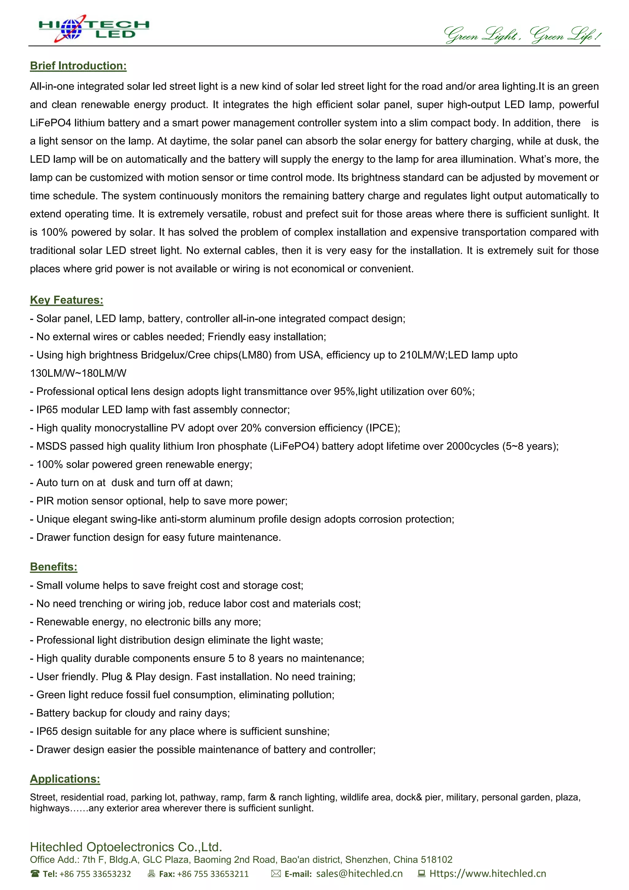 Hitechled d3 series all in-one solar street light | PDF