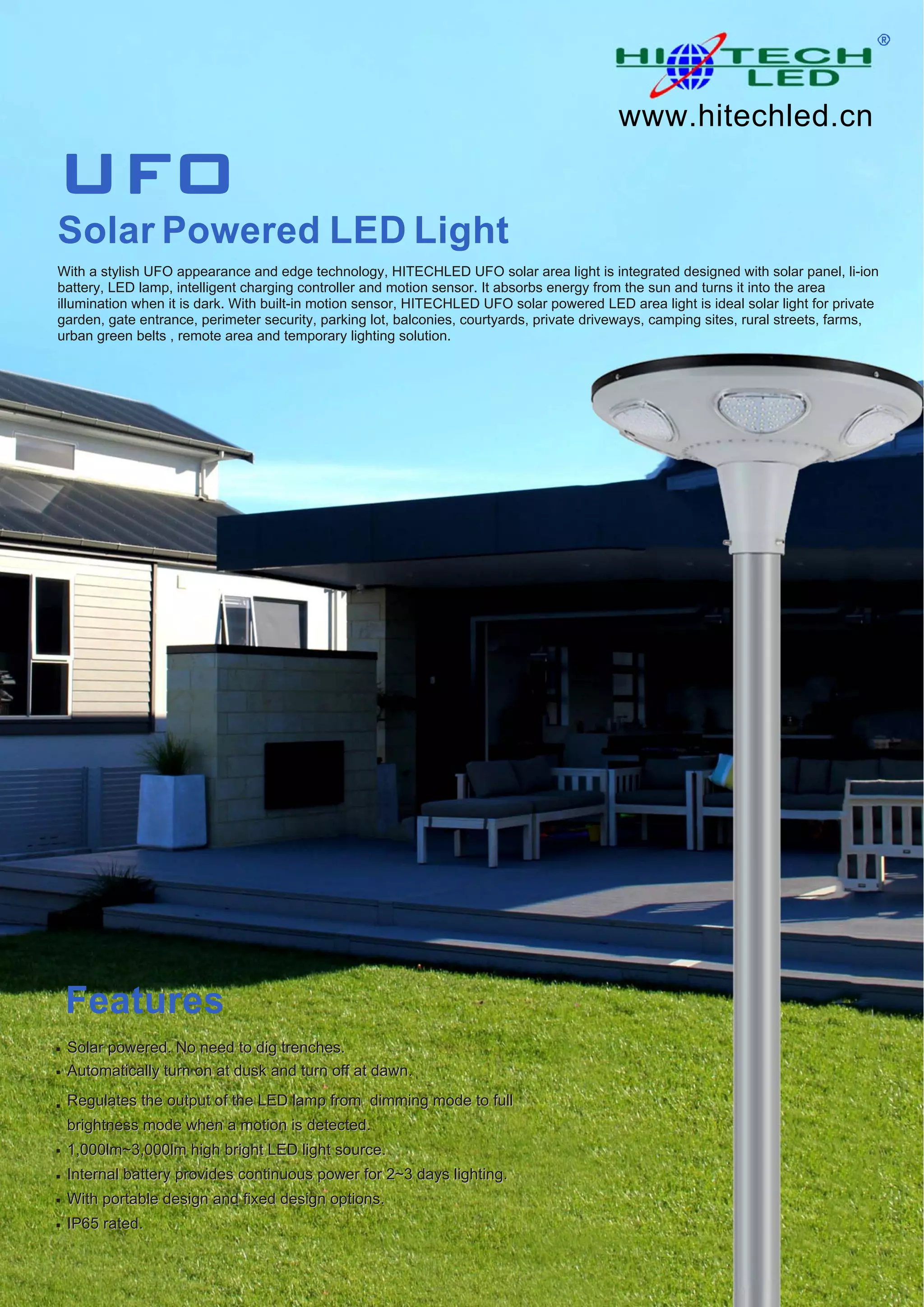 Hitechled UFO all in one solar led area light | PDF