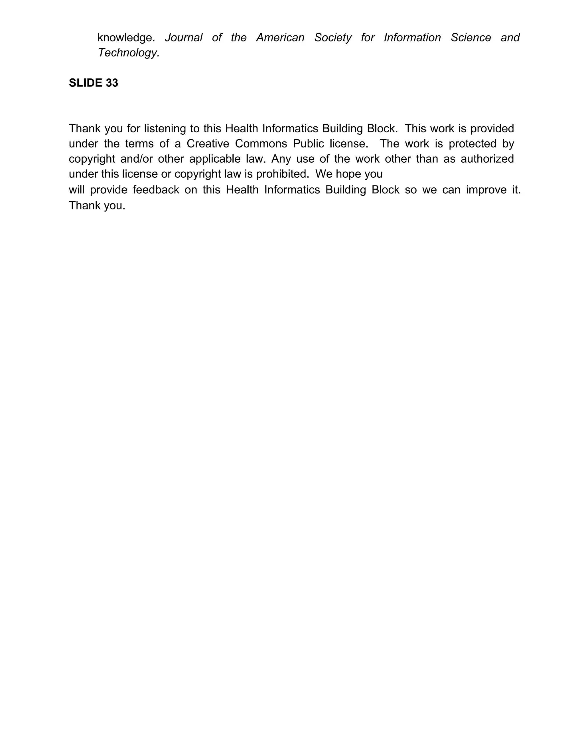 Health Informatics Terminologies: an Introduction Transcript. | DOC