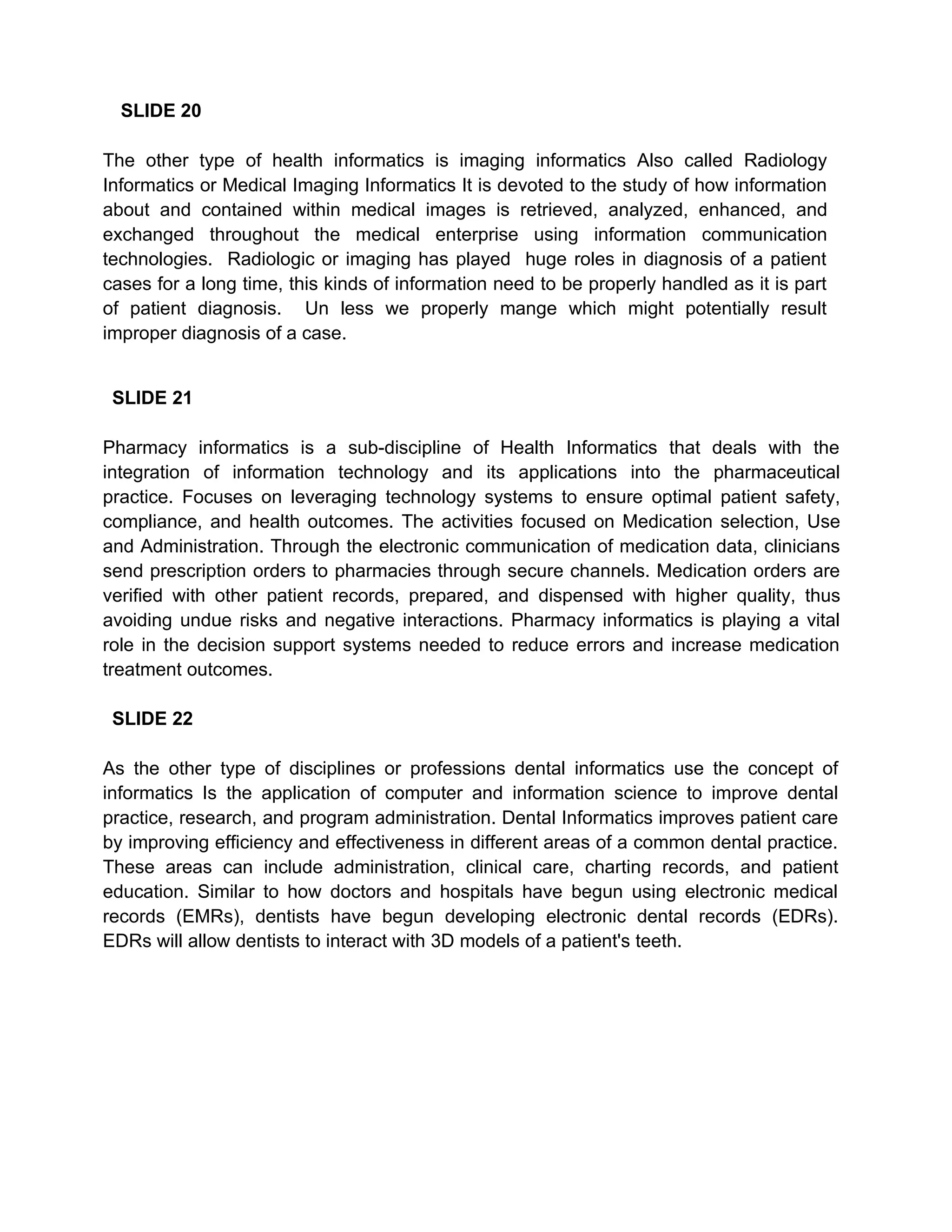 Health Informatics Terminologies: an Introduction Transcript. | DOC
