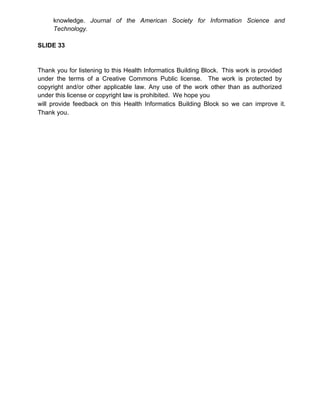 Health Informatics Terminologies: an Introduction Transcript. | DOC