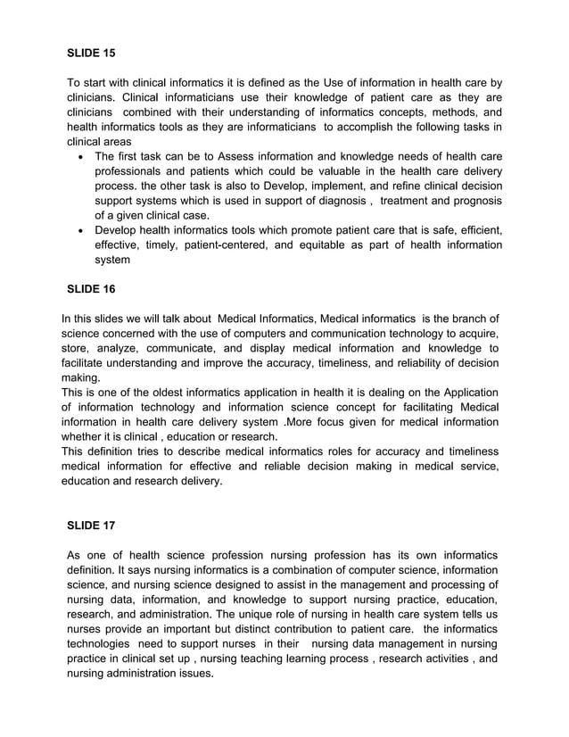 Health Informatics Terminologies: an Introduction Transcript. | DOC | Computing | Technology ...