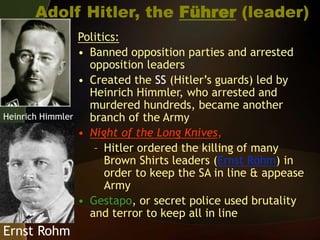Hitler - Whole life - Rise of hitler - Early life | PPSX | Politics