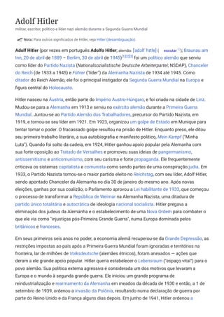 Hitler Biografia Completa em Domínio Público | PDF