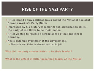 The Rise of Hitler and Nazi Germany | PPTX | Judaism | Religion ...