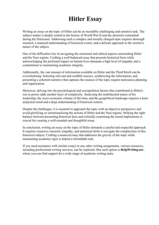 Hitler Essay. University of Louisiana at Monroe | PDF