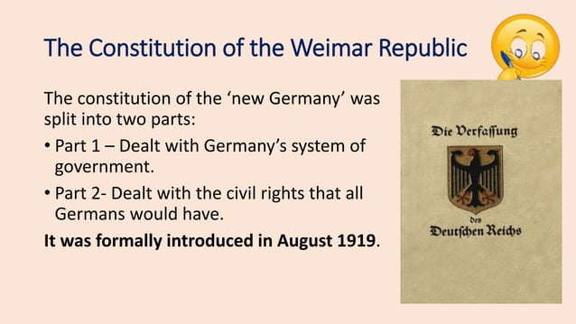 Constitution of the Weimar Republic | PPT