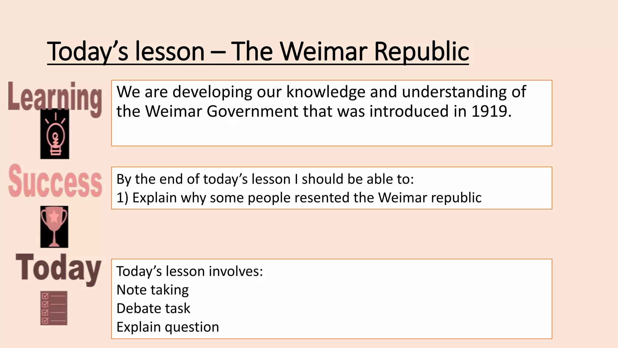 Reaction to the Weimar Republic | PPT