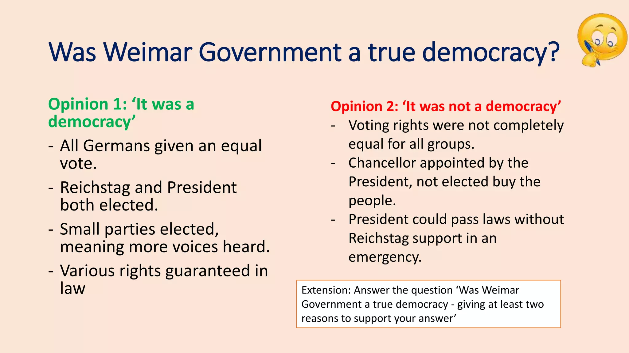 Reaction to the Weimar Republic | PPT