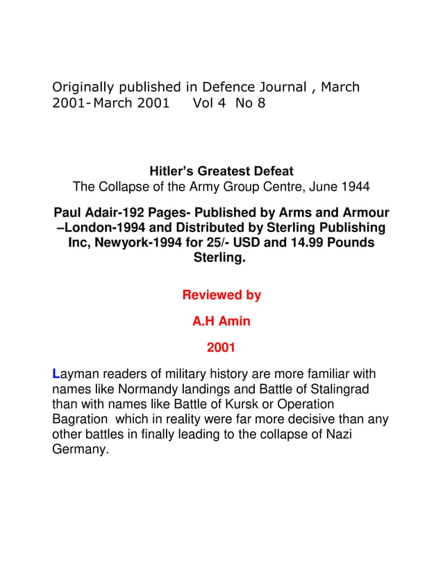 Hitler's Greatest Defeat | PDF