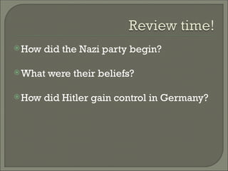 Hitlers Rise to Power nad Nazism and how world war occurred pptppt | PPT