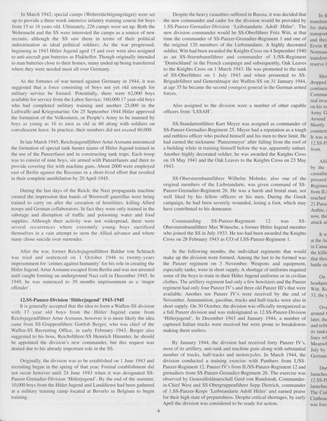 Hitler Youth and the 12 ss panzerdivision Hitlerjugend 1933-1945 | PDF