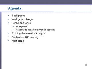 Governance Workgroup 9-3-10 | PPT