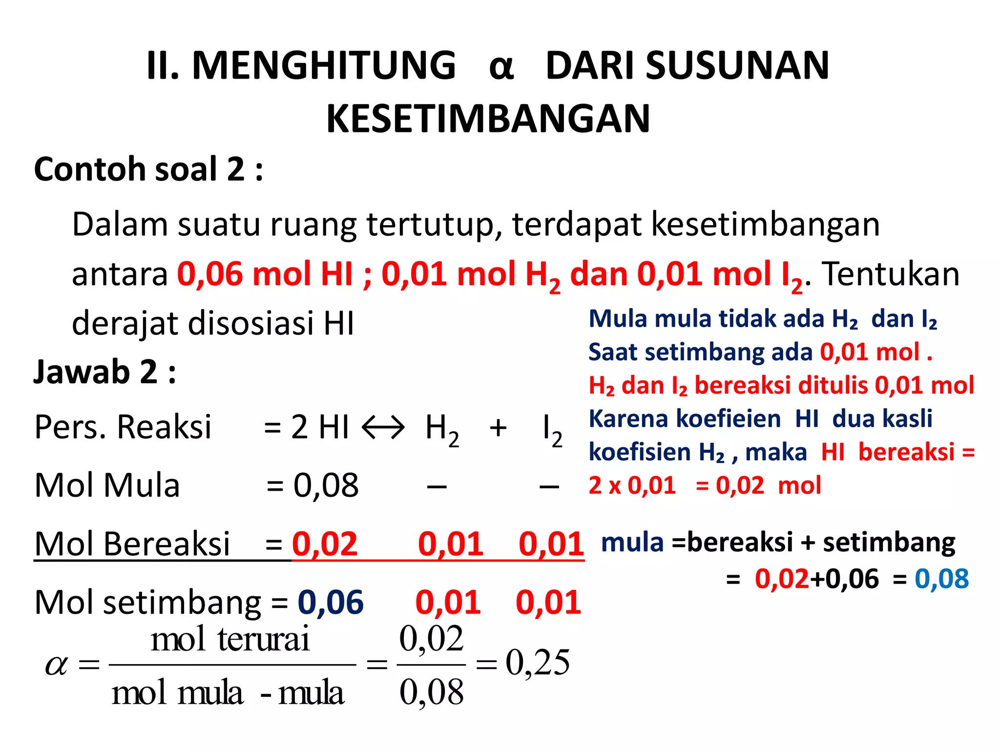 Hitungan derajat disosiasi (kesetimbangan kimia bagian 2 compressed | PDF