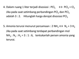 Hitungan derajat disosiasi (kesetimbangan kimia bagian 2 compressed | PDF