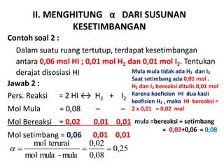 Hitungan derajat disosiasi (kesetimbangan kimia bagian 2 compressed | PDF