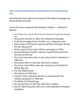 HIUS 420 Quiz Grant's Rise Liberty Homework Simple.docx