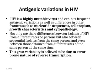 Description on HIV morphology, life cycle and AIDS.ppt