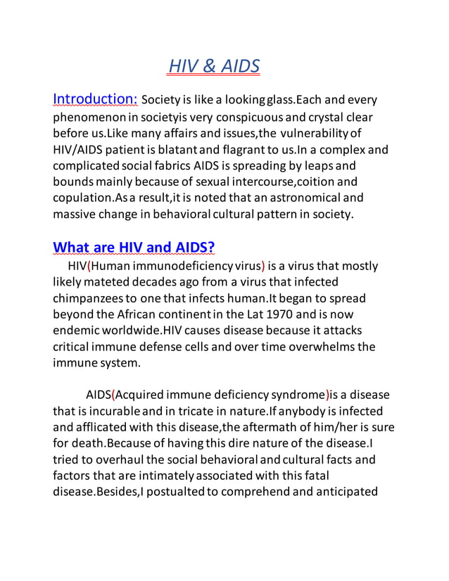 Assignment on HIV and AIDS | DOCX | Infectious Diseases | Diseases and ...
