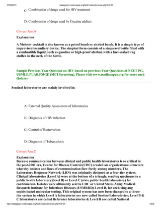 Hiv aids sample questions based on neet pg , usmle, plab and fmge ...