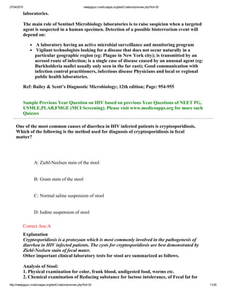 Hiv aids sample questions based on neet pg , usmle, plab and fmge ...