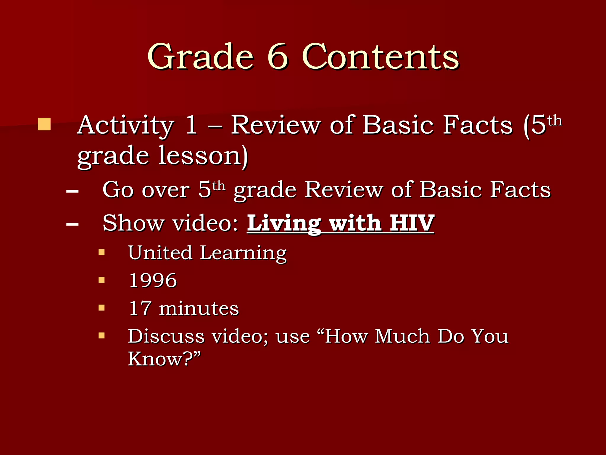 Hiv And Aids Curriculum | PPT