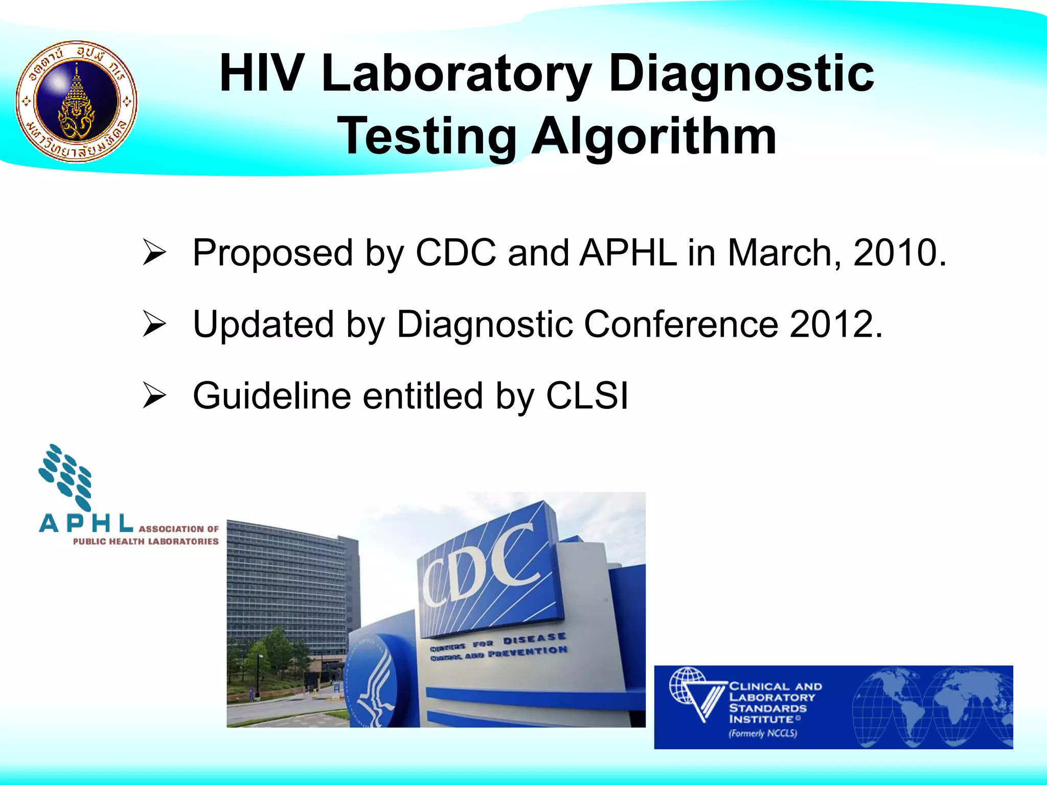 Laboratory diagnosis and monitoring of HIV | PDF