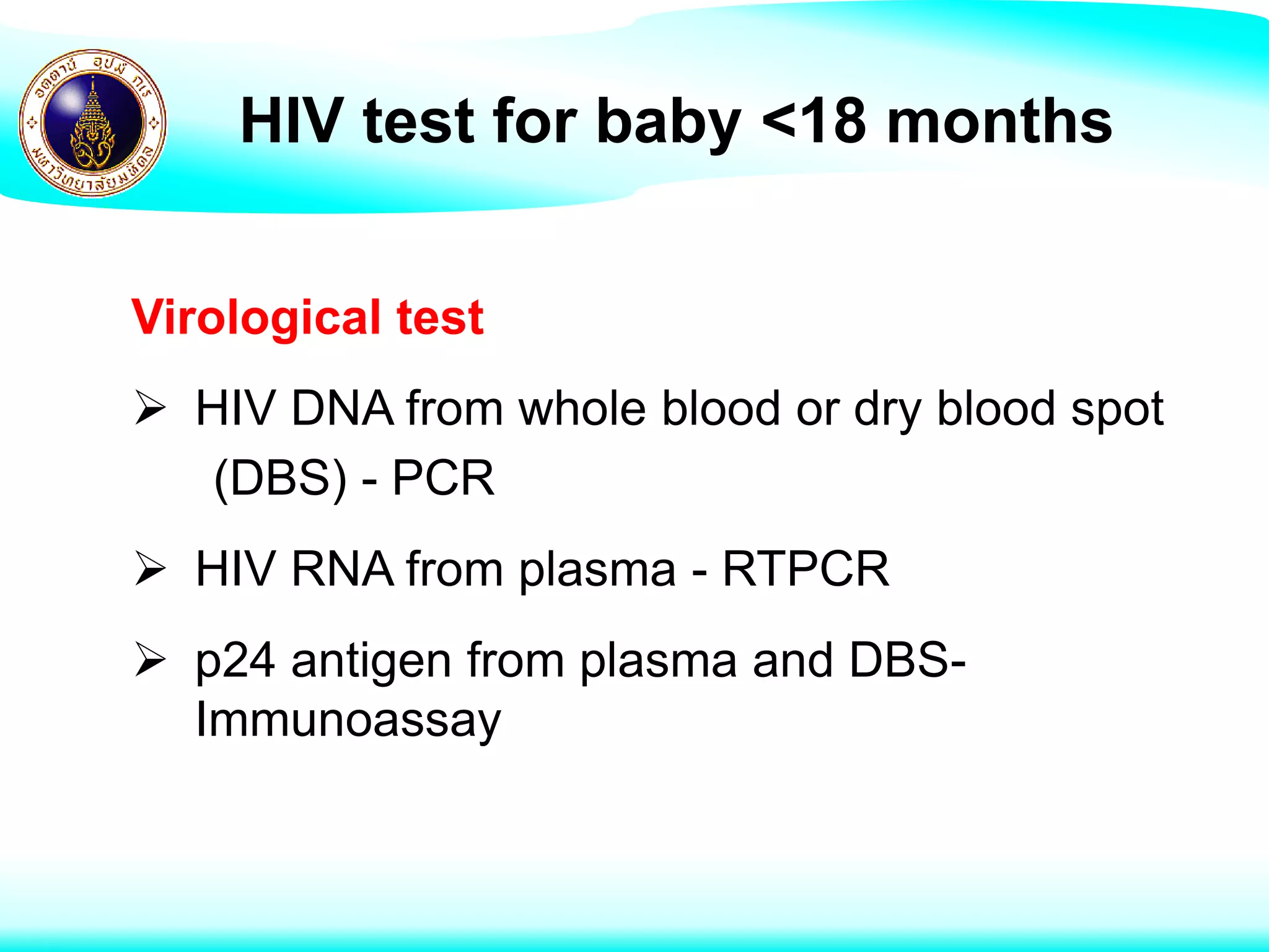 Laboratory diagnosis and monitoring of HIV | PDF