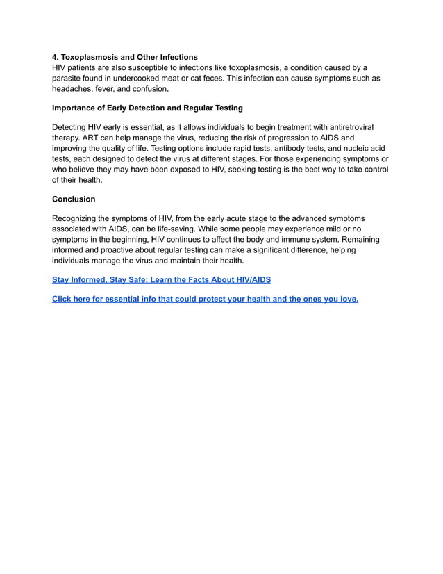 Symptoms of HIV: Understanding Early Warning Signs and Advanced Stages ...