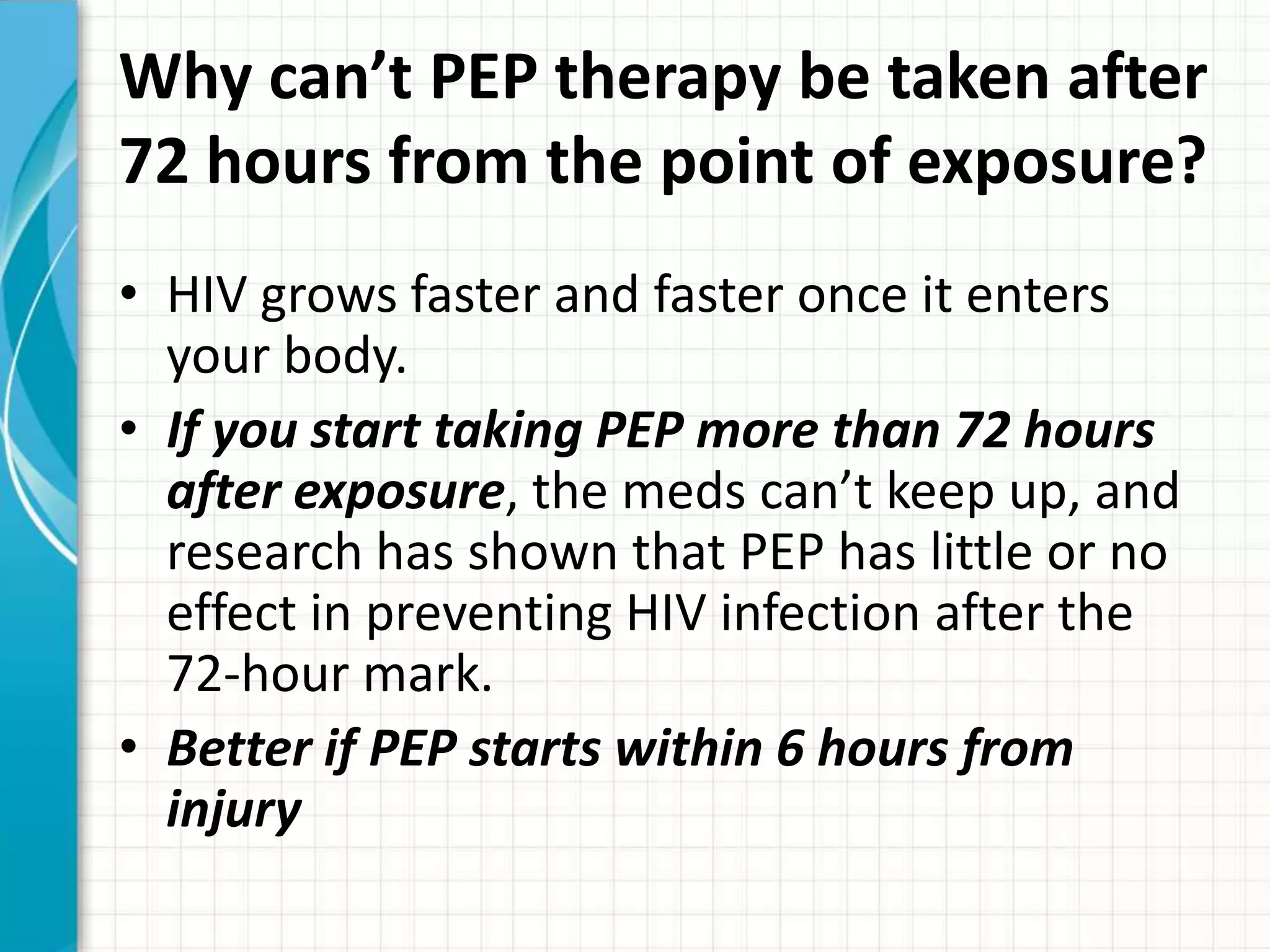 Hiv pep | PPTX | Infectious Diseases | Diseases and Conditions