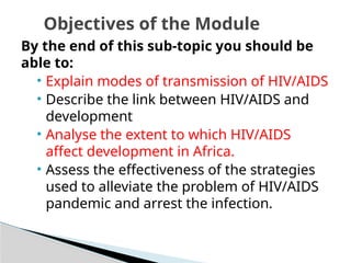 Notes HIV lesson at university studies. | PPTX