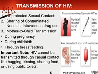 HIV and AIDS virus contracted through fluid exchange | PPTX