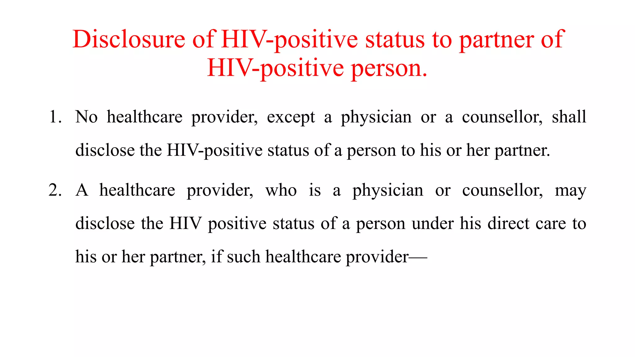 Hiv and aids: legal & ethical implications | PPTX