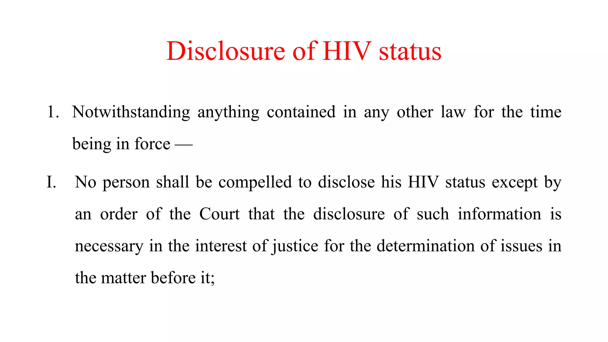 Hiv and aids: legal & ethical implications | PPTX