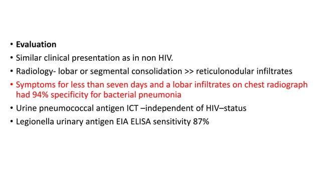HIV AND LUNGSpulmonary infections in hiv paients | PPT