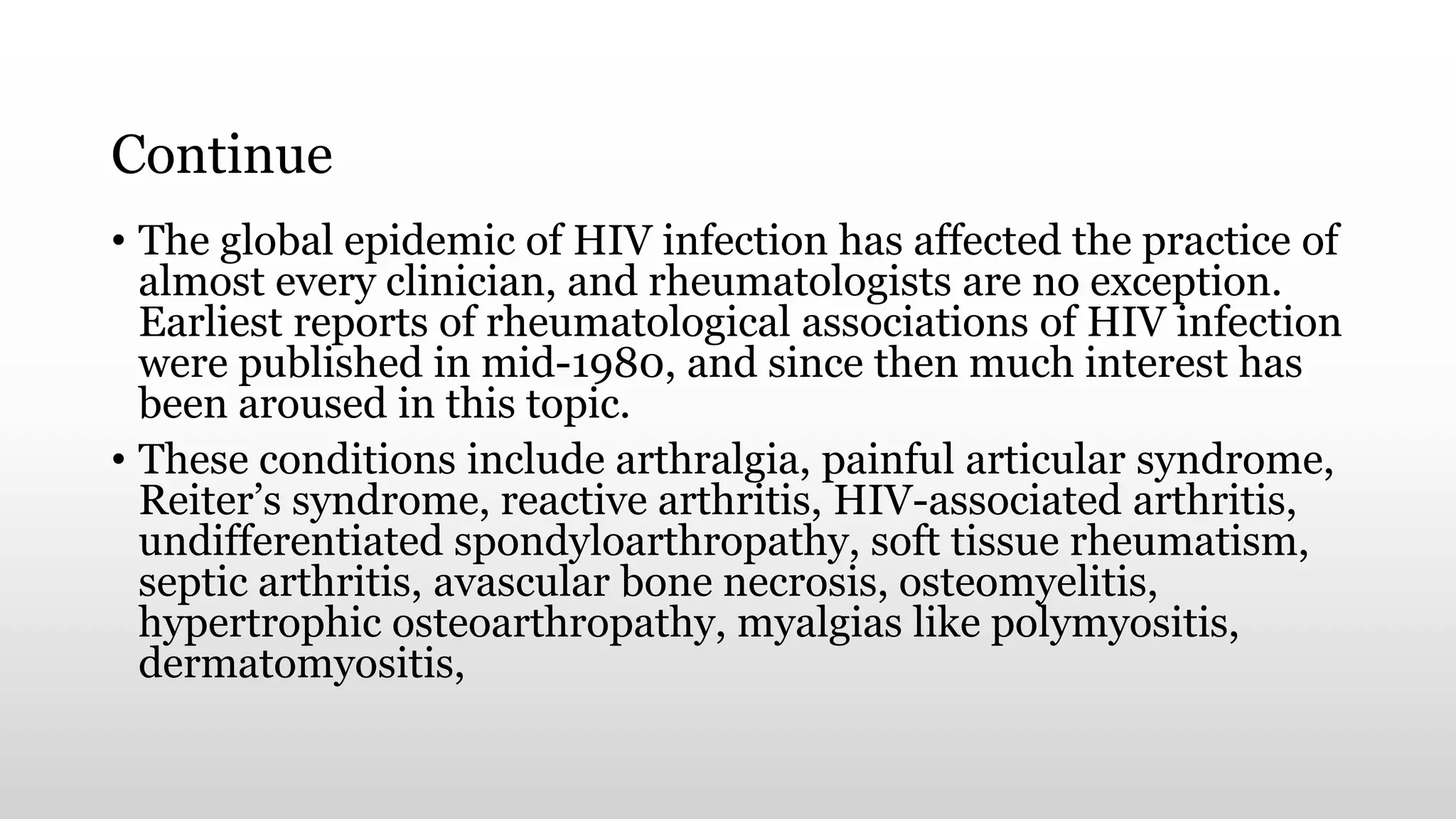 Hiv and musculoskeletal disorders pp | PPTX