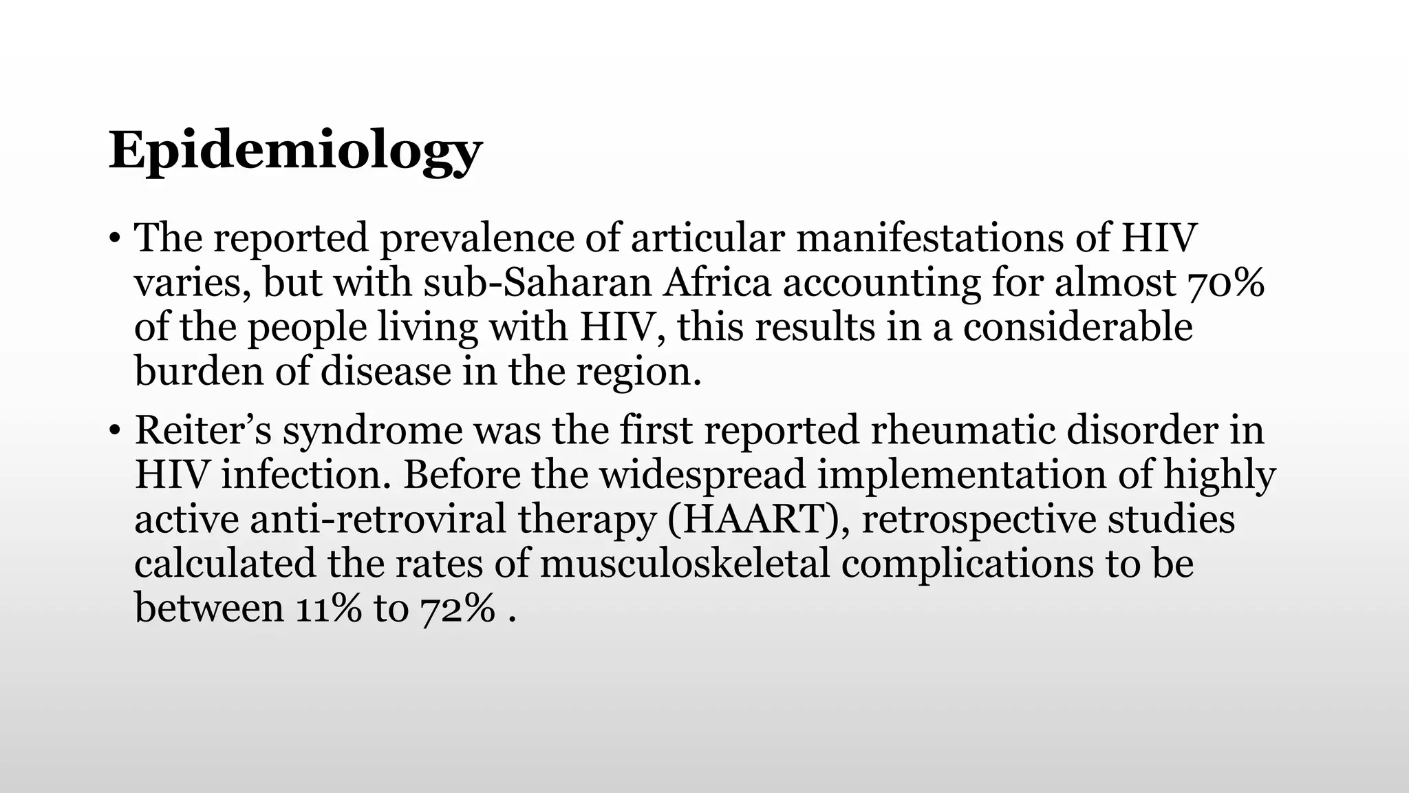 Hiv and musculoskeletal disorders pp | PPTX