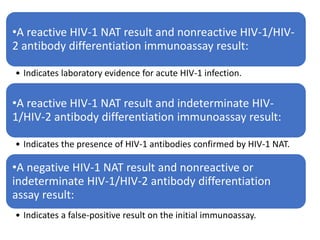 Laboratory Testing For The Diagnosis of HIV Infection | PPT
