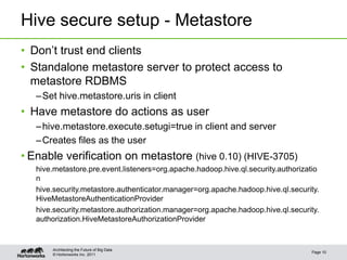 Apache Hive authorization models | PPT