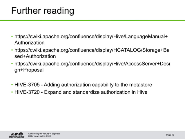 Apache Hive authorization models | PPT