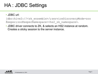 HiveContributorMeetupApril2015-HiveServer-HA-RollingUpgrade.pptx
