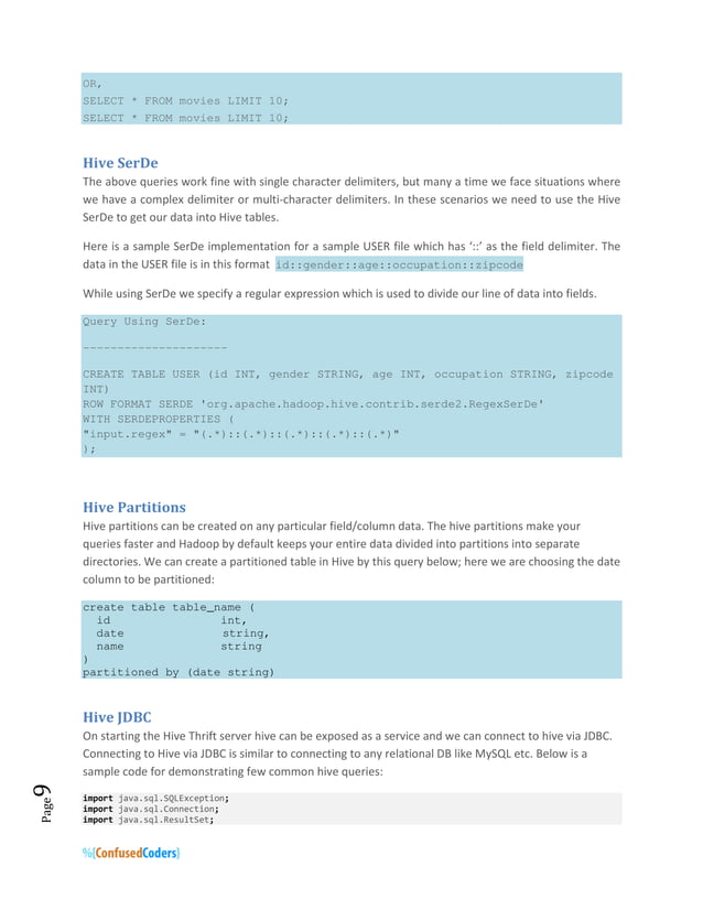 Apache Hive micro guide - ConfusedCoders | PDF | Databases | Computer Software and Applications