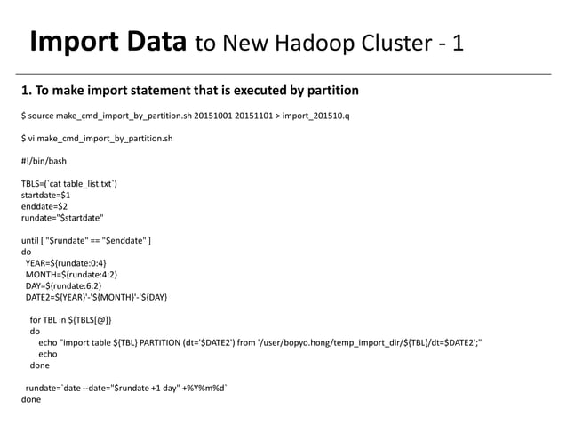 Hive data migration (export/import) | PPT