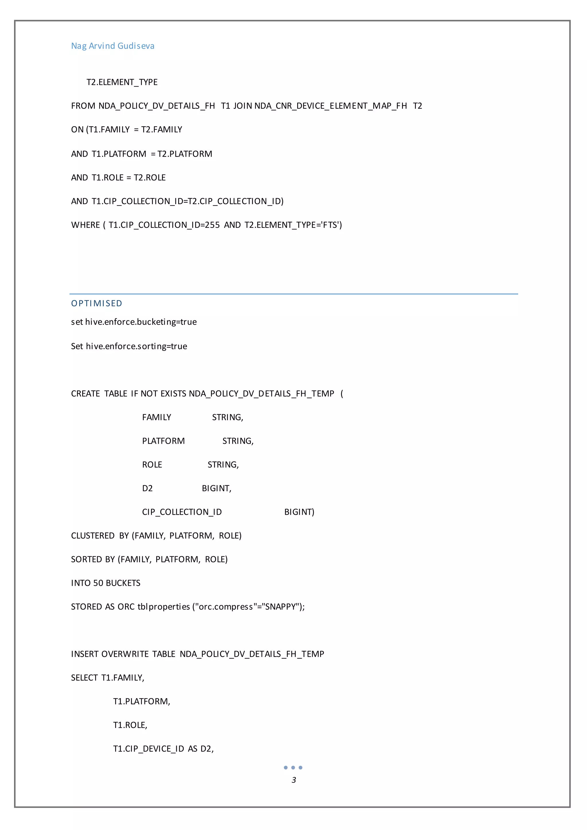 Hive performance optimizations | DOCX | Databases | Computer Software and Applications