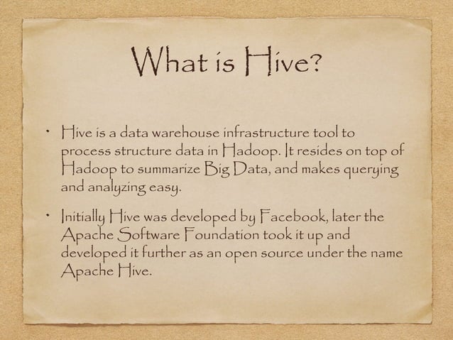 Hive(ppt) | PPT | Databases | Computer Software and Applications