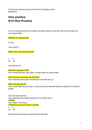 Hive practice | PDF